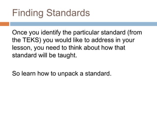 Tap indicator standards objectives | PPTX