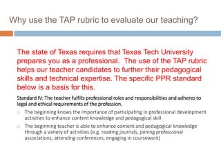 Tap indicator standards objectives | PPTX