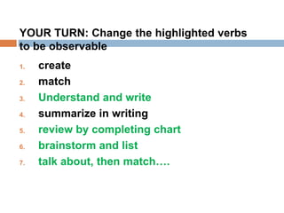 Tap indicator standards objectives | PPTX