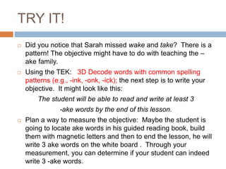 Tap indicator standards objectives | PPTX