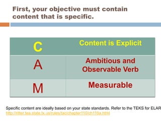 Tap indicator standards objectives | PPTX