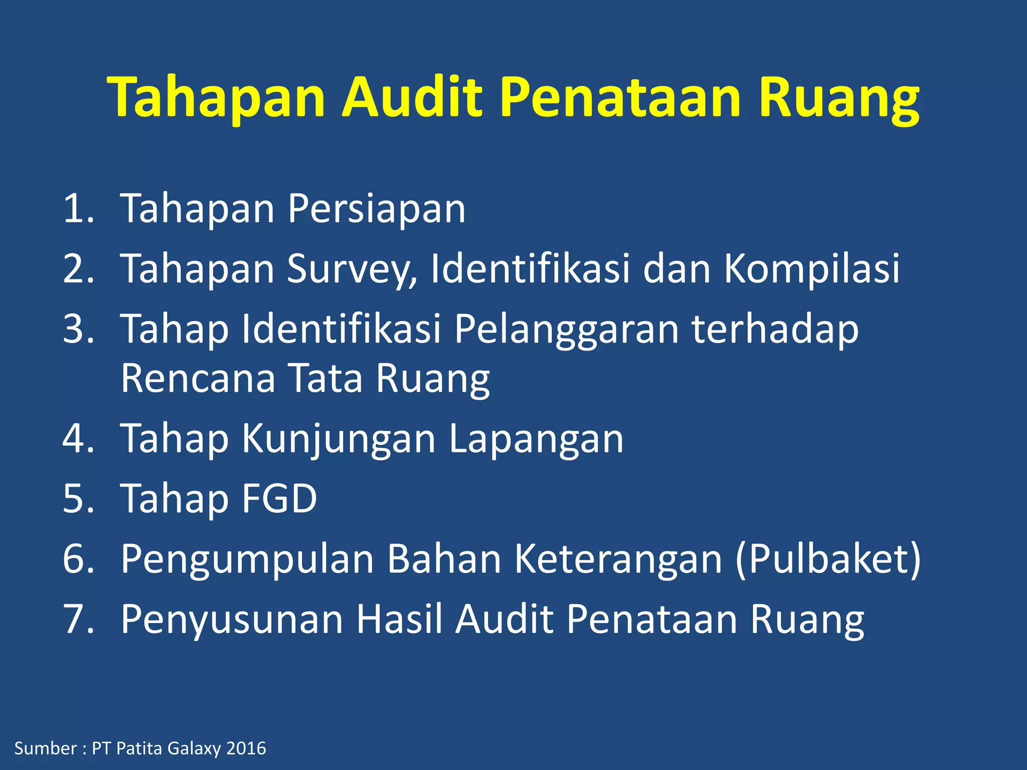 Audit, Pengawasan dan Pengendalian Pemanfaatan Ruang | PPTX