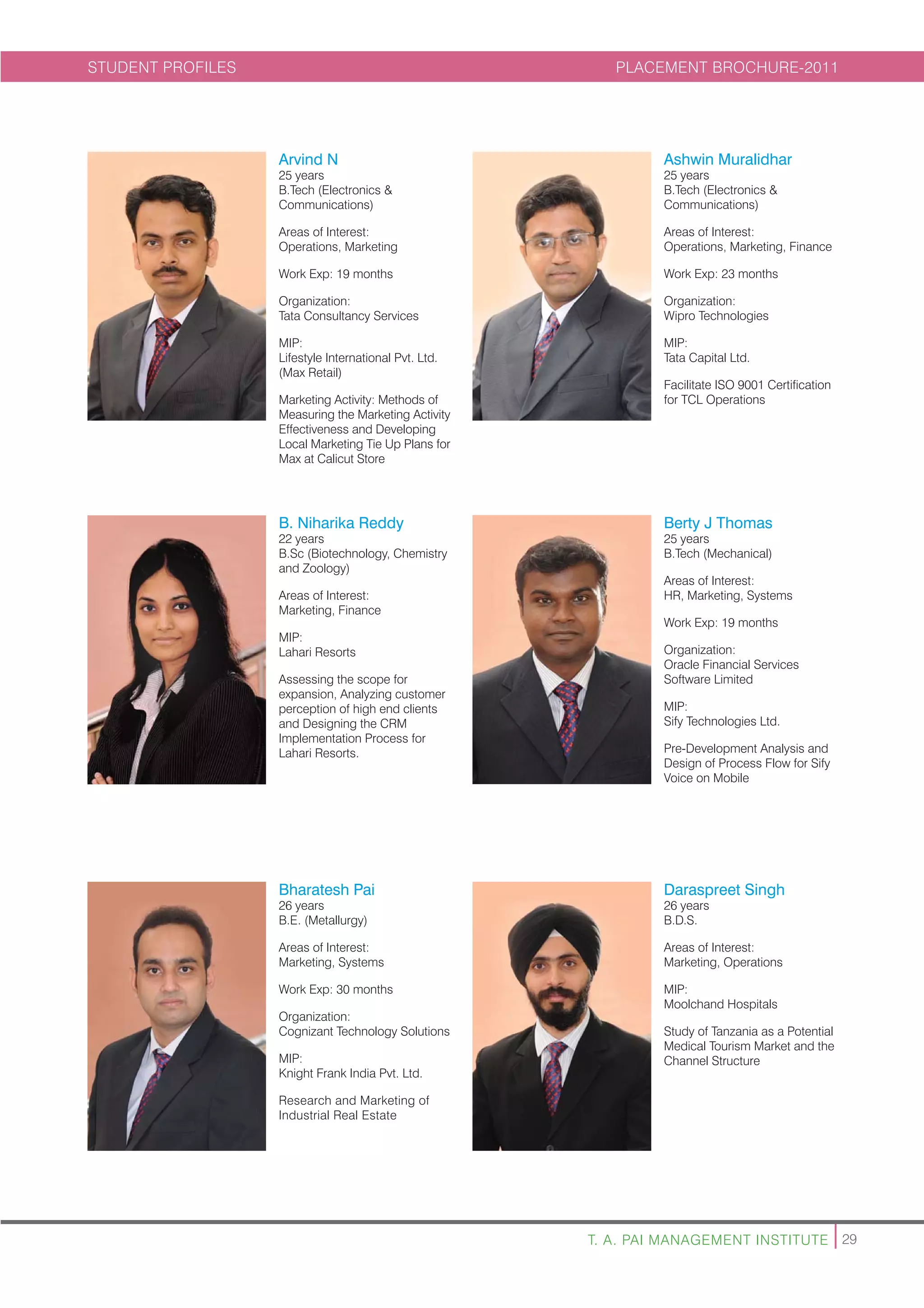 Tapmi placement brochure 2011 | PDF