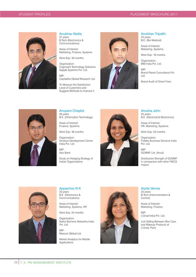 Tapmi placement brochure 2011 | PDF