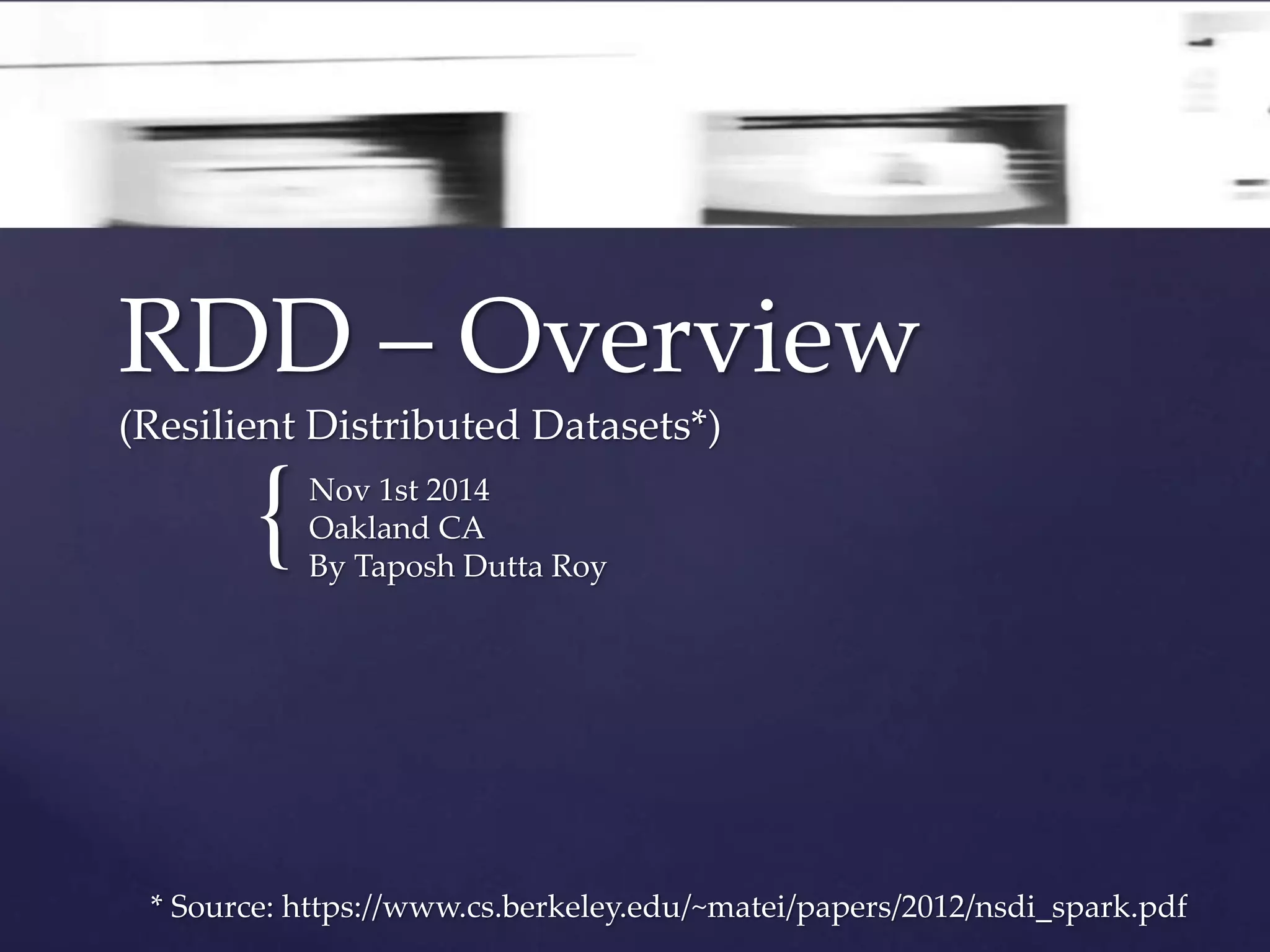 Resilient Distributed Datasets Apache Spark Ppt