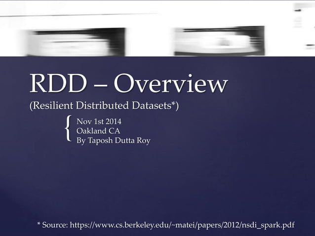 Resilient Distributed Datasets Apache Spark Ppt