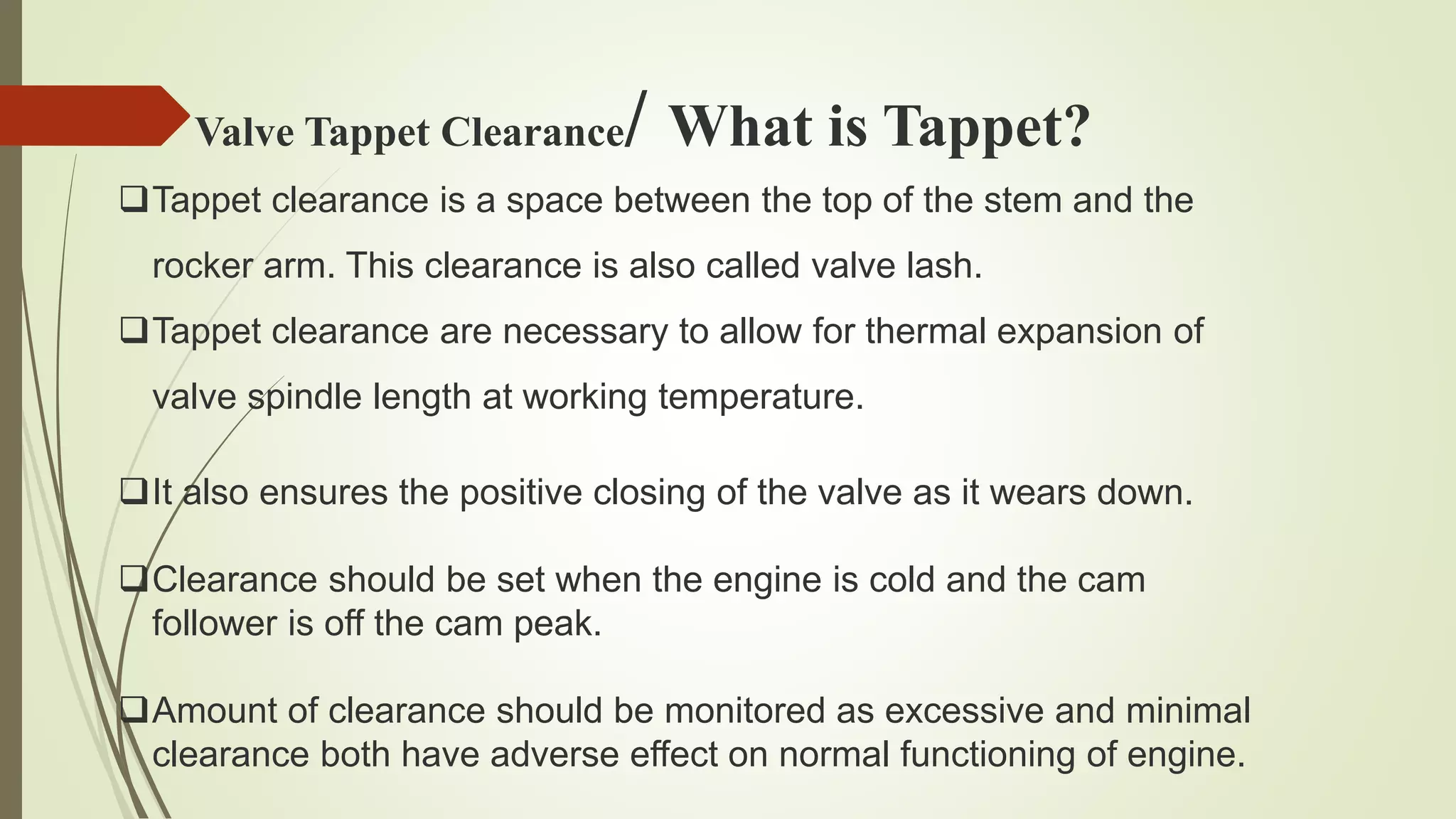 IC Engines Tappet Clearance Method and why it’s important? | PPTX