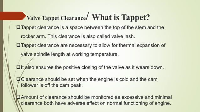 IC Engines Tappet Clearance Method and why it’s important? | PPTX | Off ...