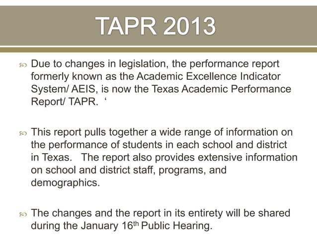 TAPR 2013