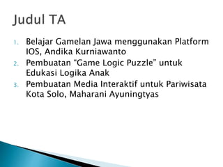Analisa TA -> Prototype dan Test | PPTX