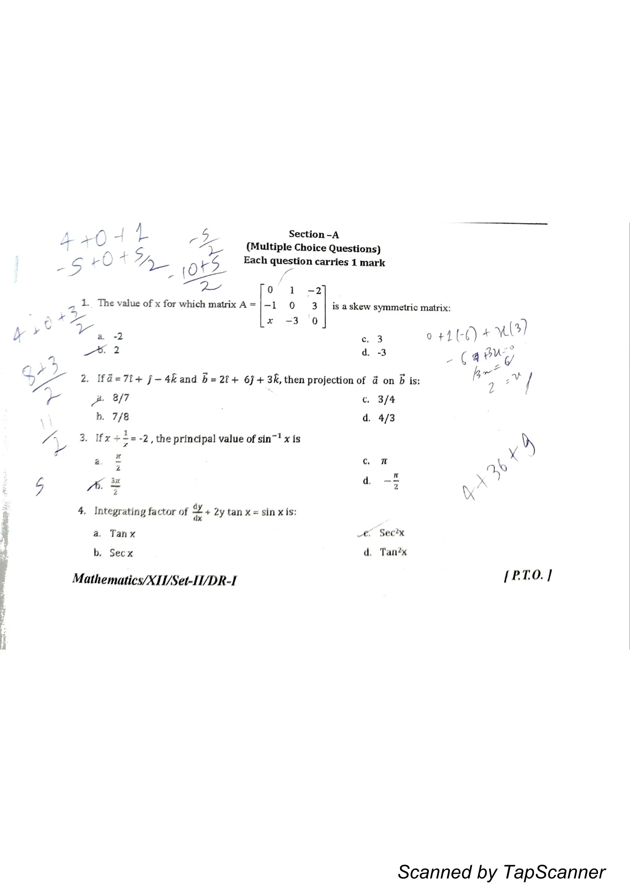 Maths MCQ class 12 | PDF