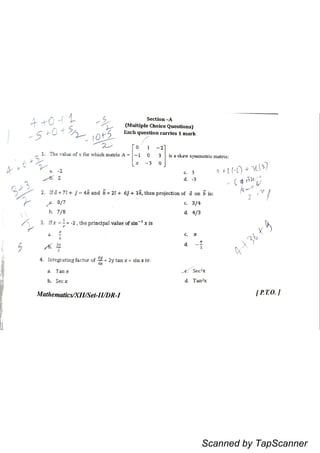 Maths MCQ class 12 | PDF