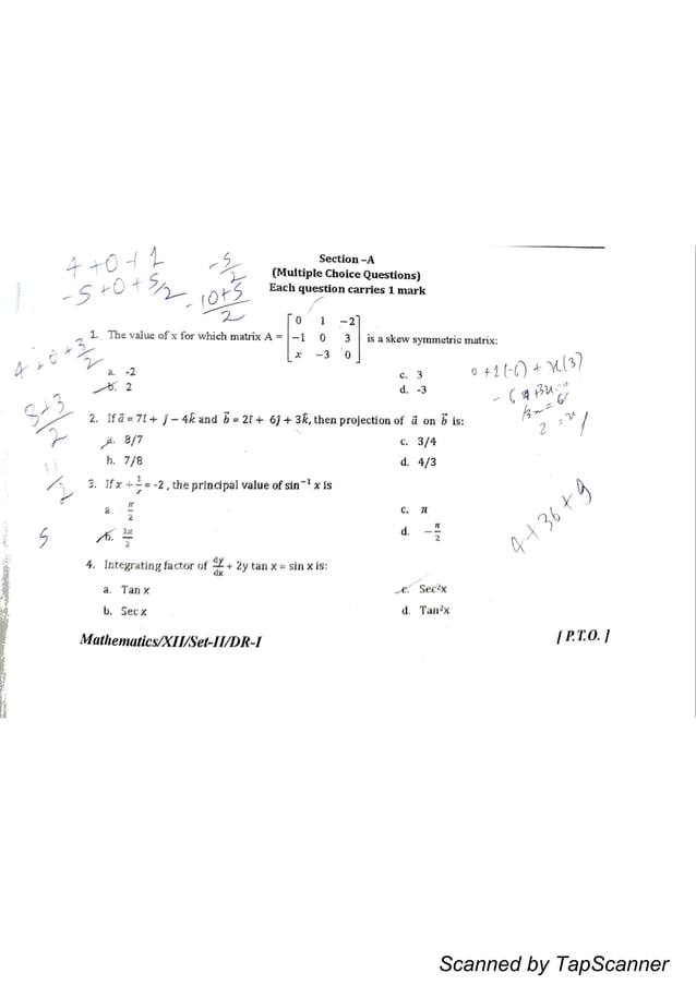 Maths Mcq Class 12 Pdf