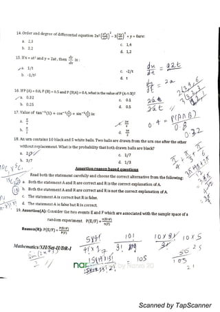 Maths MCQ class 12 | PDF