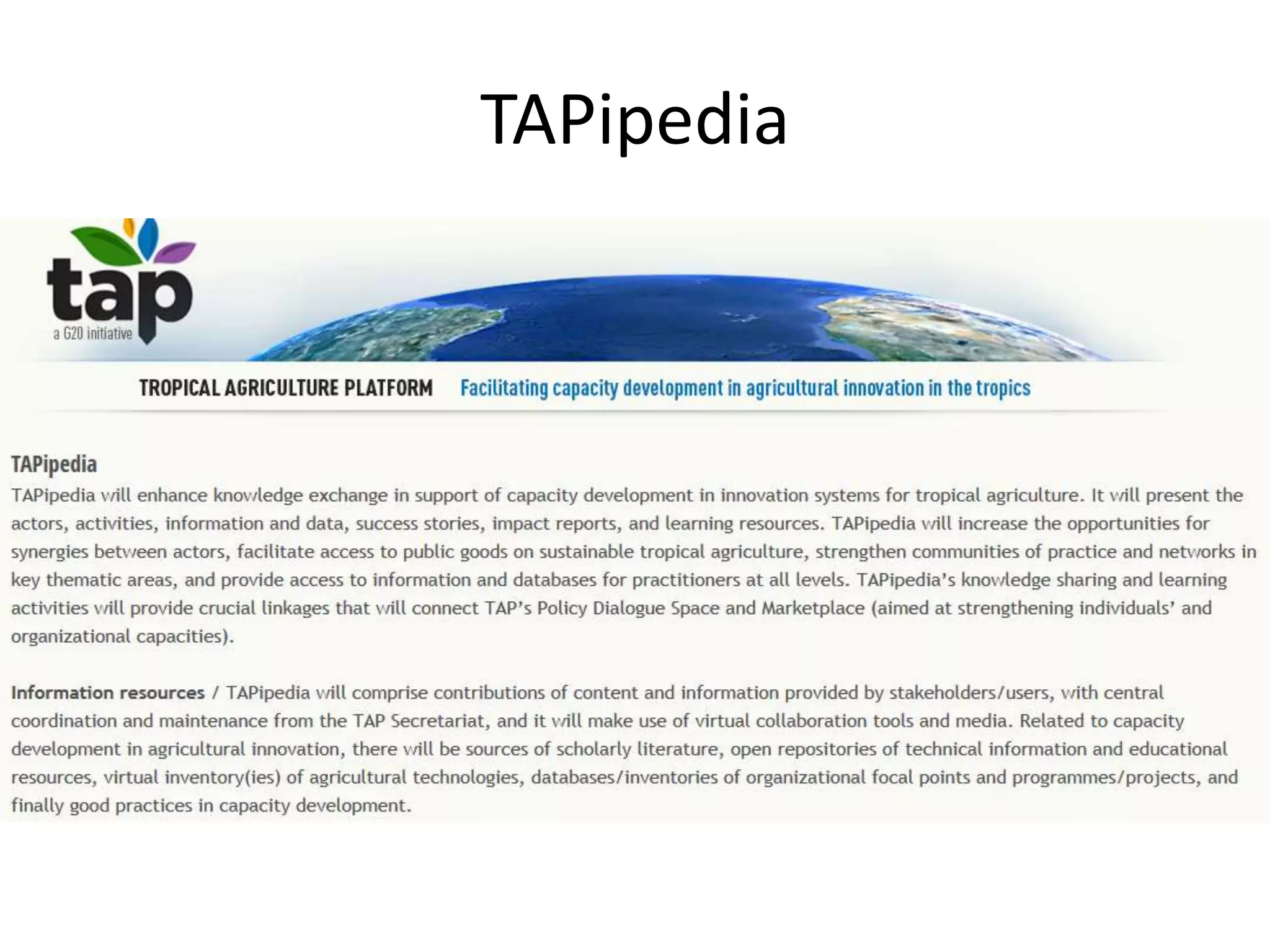 Introduction to knowledge sharing systems: considerations for the conceptual design of TAPipedia ...