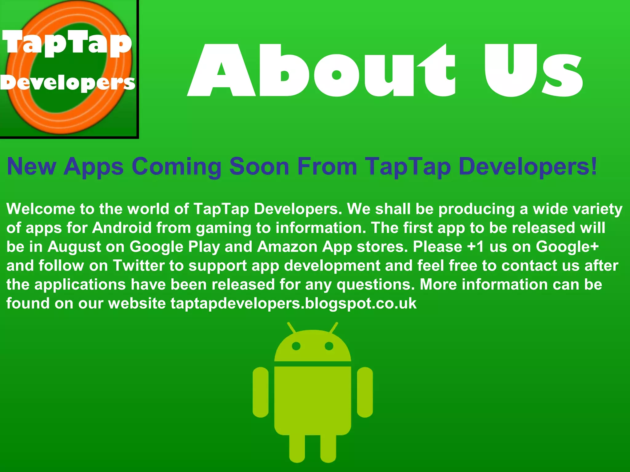 TapTap Presentation. App Development for Android | PPT