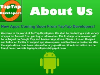 TapTap Presentation. App Development for Android | PPT