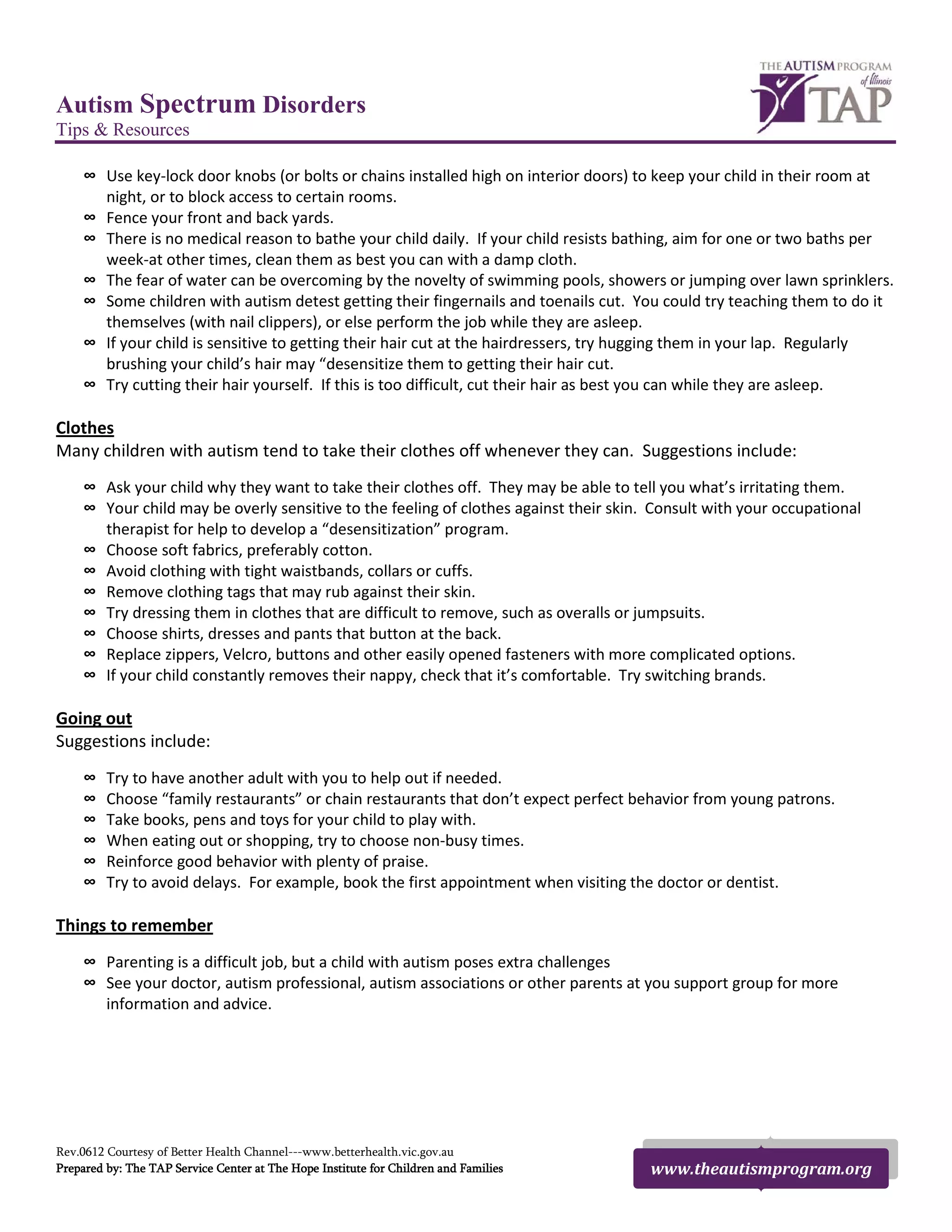 TAP Tip Sheet - Suggestions For Parents | PDF | Special Needs Kids ...