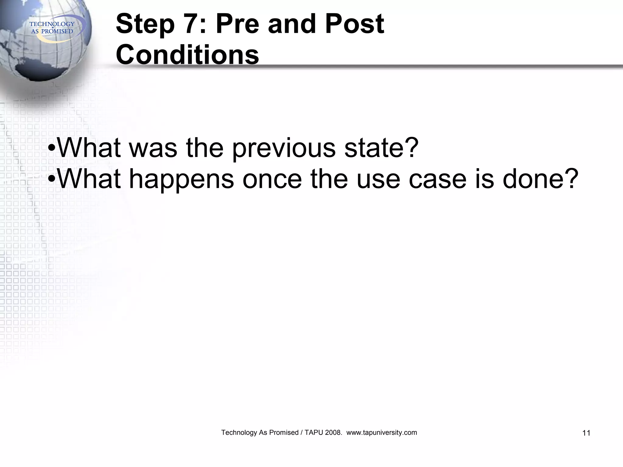 TAPUniversity 8 Steps for Requirements Capture with Use Cases | PPT