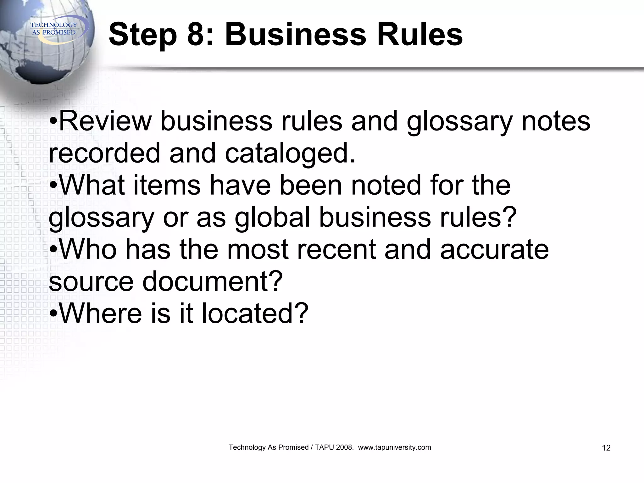 TAPUniversity 8 Steps for Requirements Capture with Use Cases | PPT