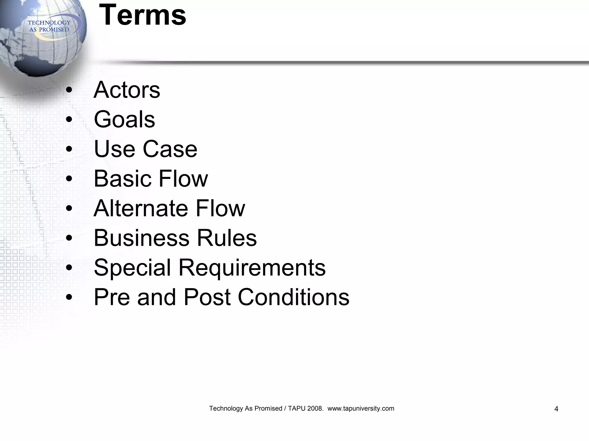 TAPUniversity 8 Steps for Requirements Capture with Use Cases | PPT