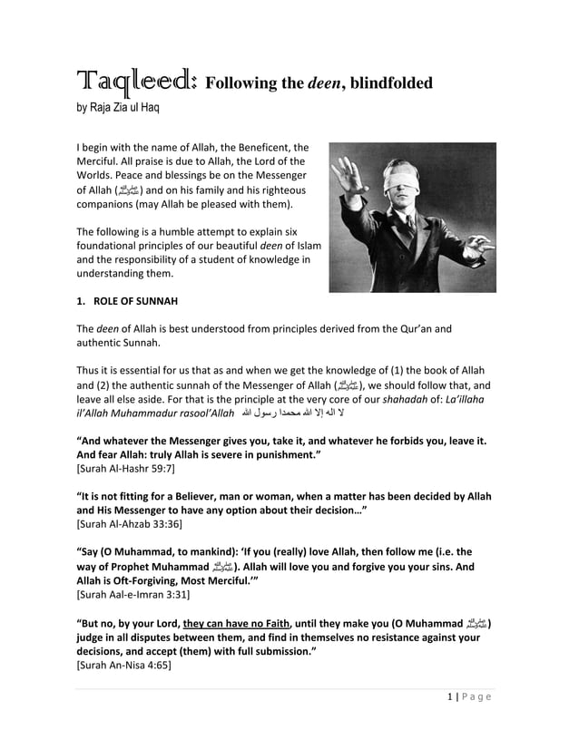 Taqleed following blindly | PDF | Islam | Religion & Spirituality