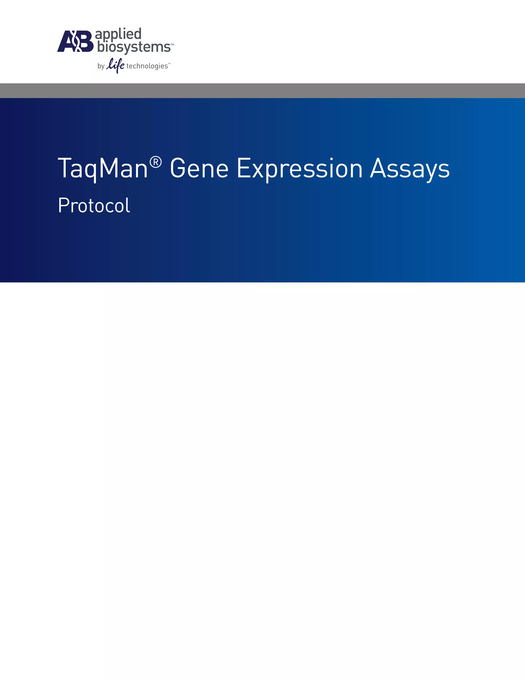 TaqMan® Gene Expression Assays Protocol | PDF