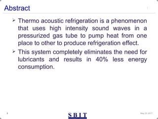 Thermoacoustic Refrigerator | PPT