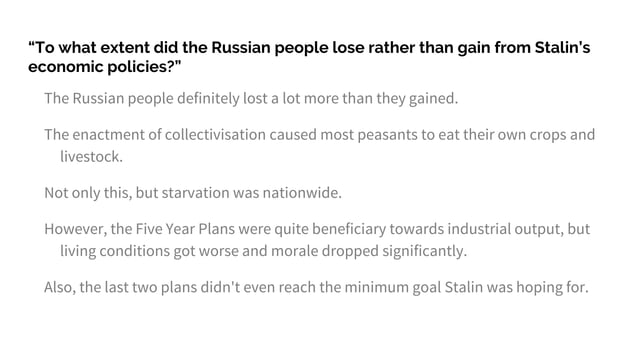 STALIN PART 2: Economic ChangeS Under Stalin | PPTX | Agriculture ...