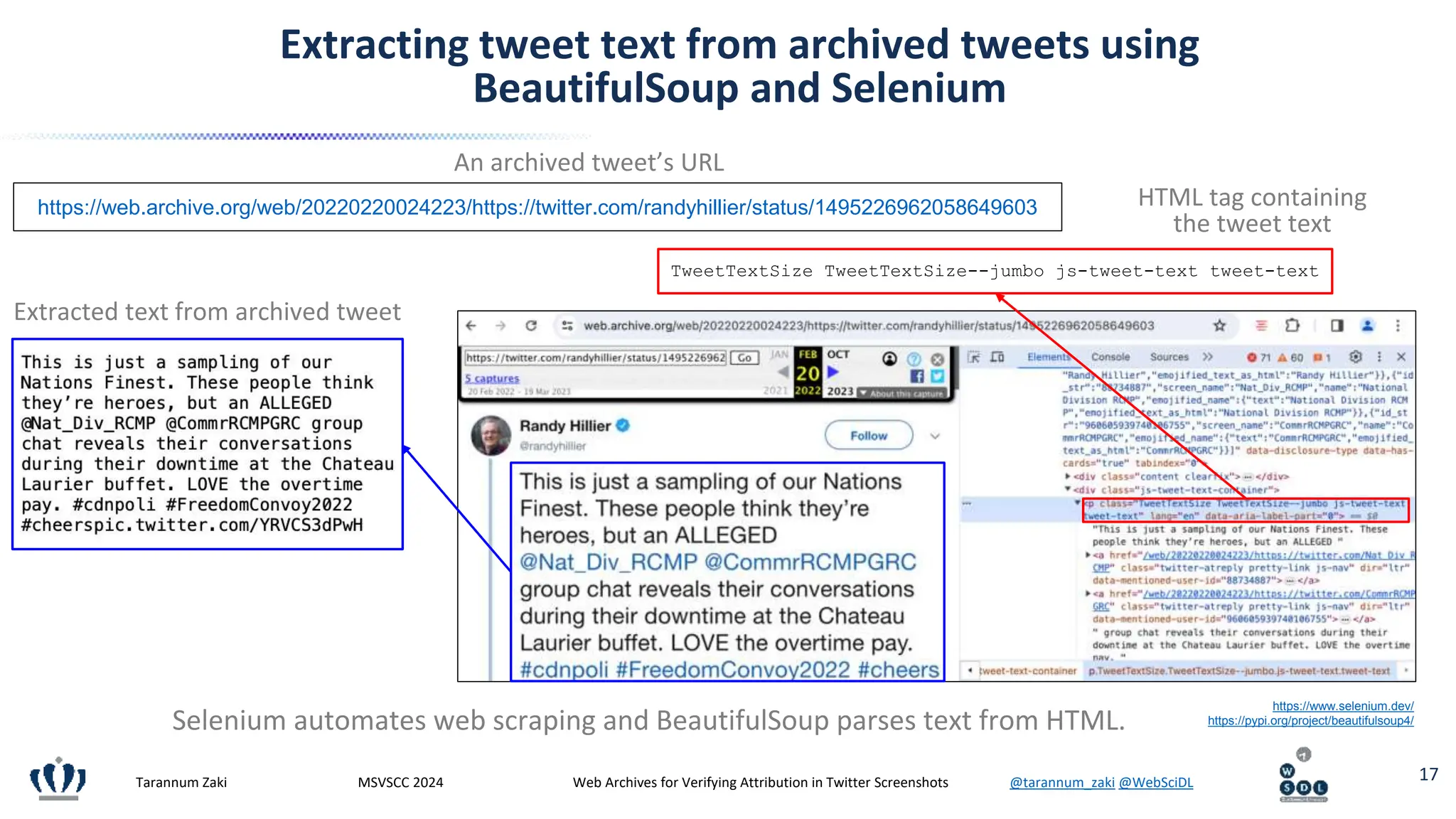 Web Archives for Verifying Attribution in Twitter Screenshots | PPTX