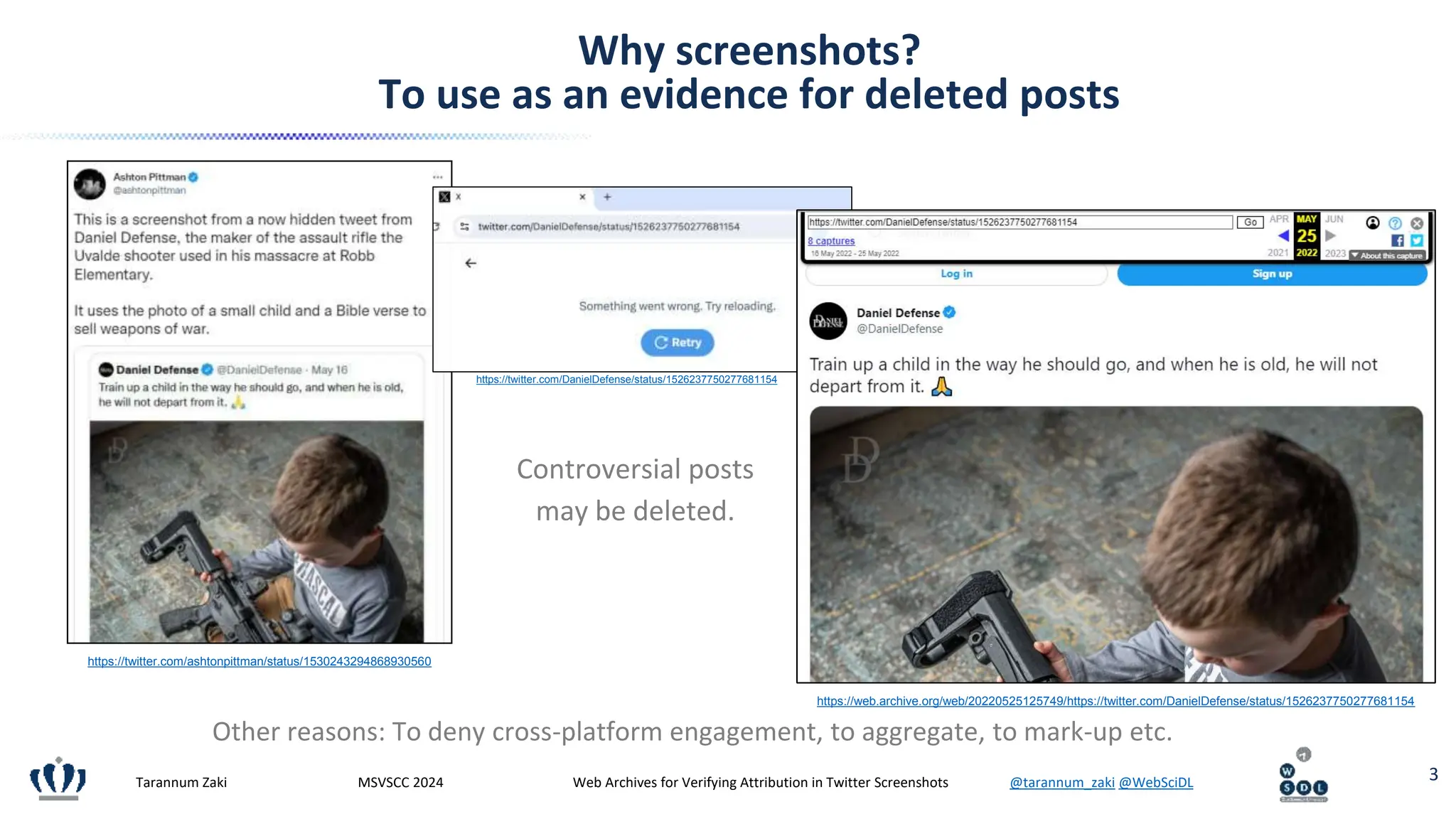 Web Archives for Verifying Attribution in Twitter Screenshots | PPTX