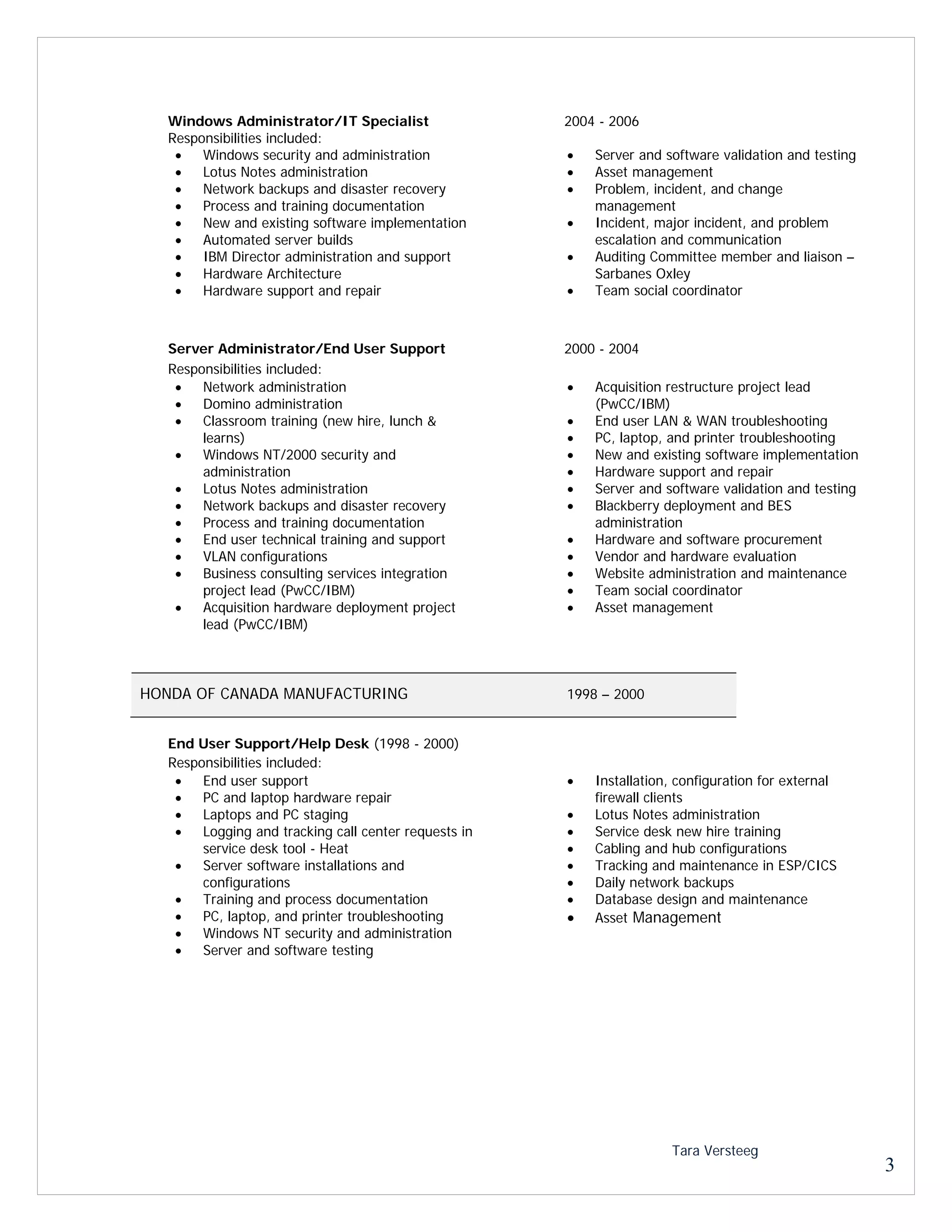 Tara Versteeg - Resume | PDF
