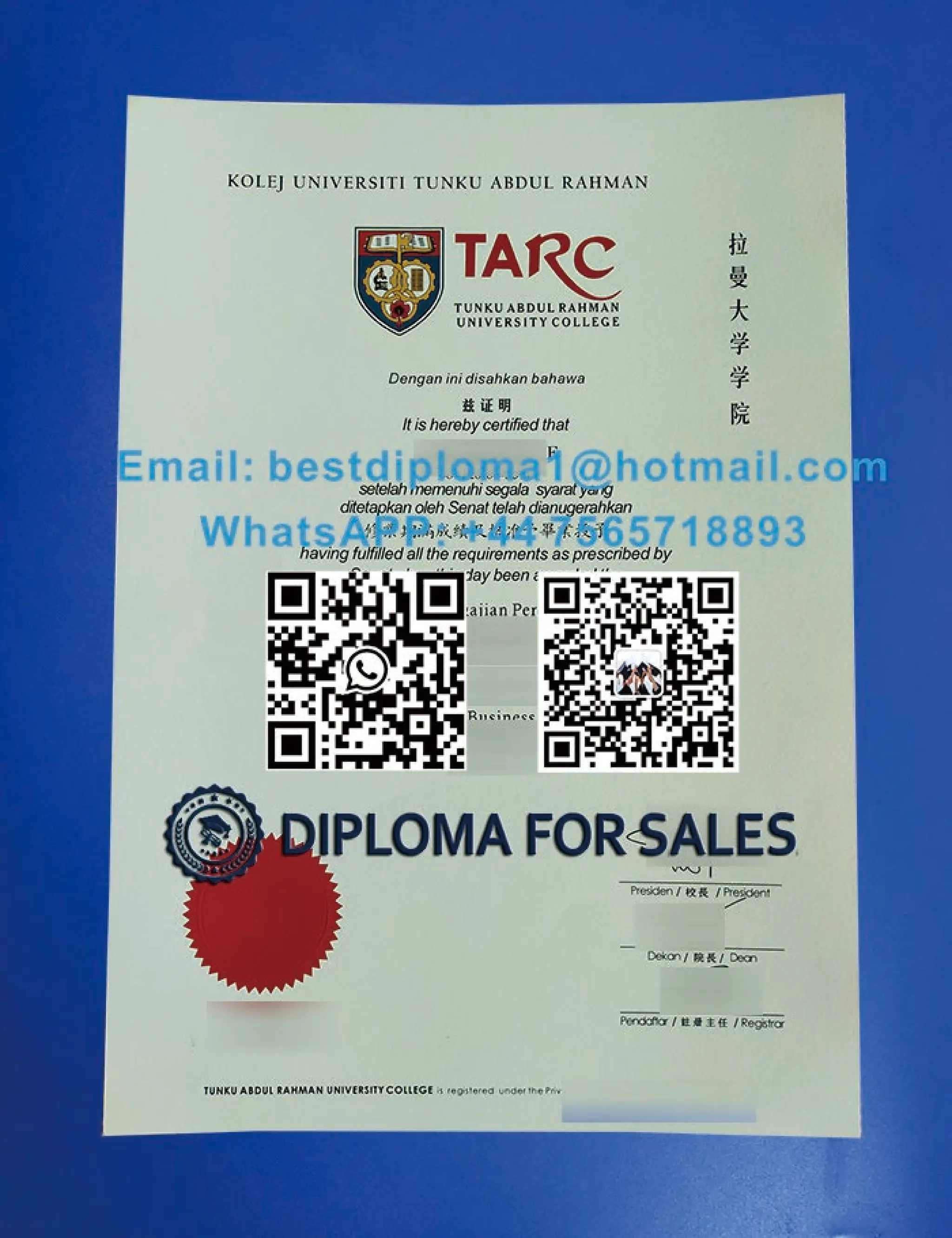 The Best Reason to Buy TAR UMT Diploma, Fake Tunku Abdul Rahman ...