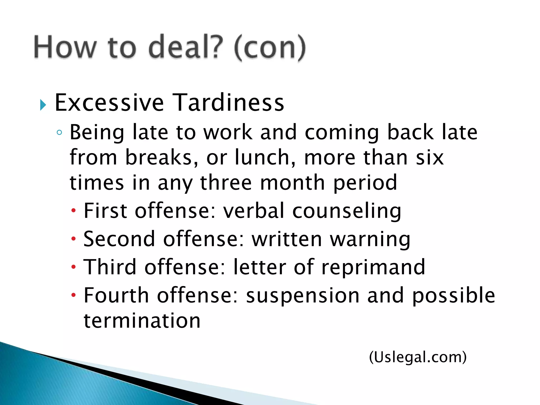 Tardiness and absenteeism and its repercussions in the | PPTX
