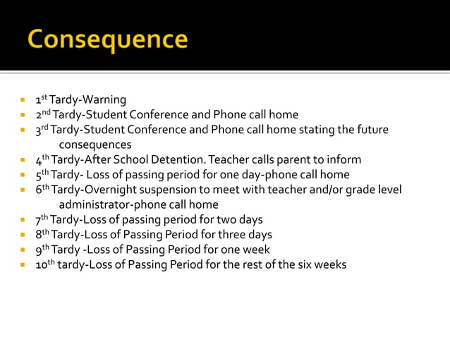 Tardy procedures for students | PPTX