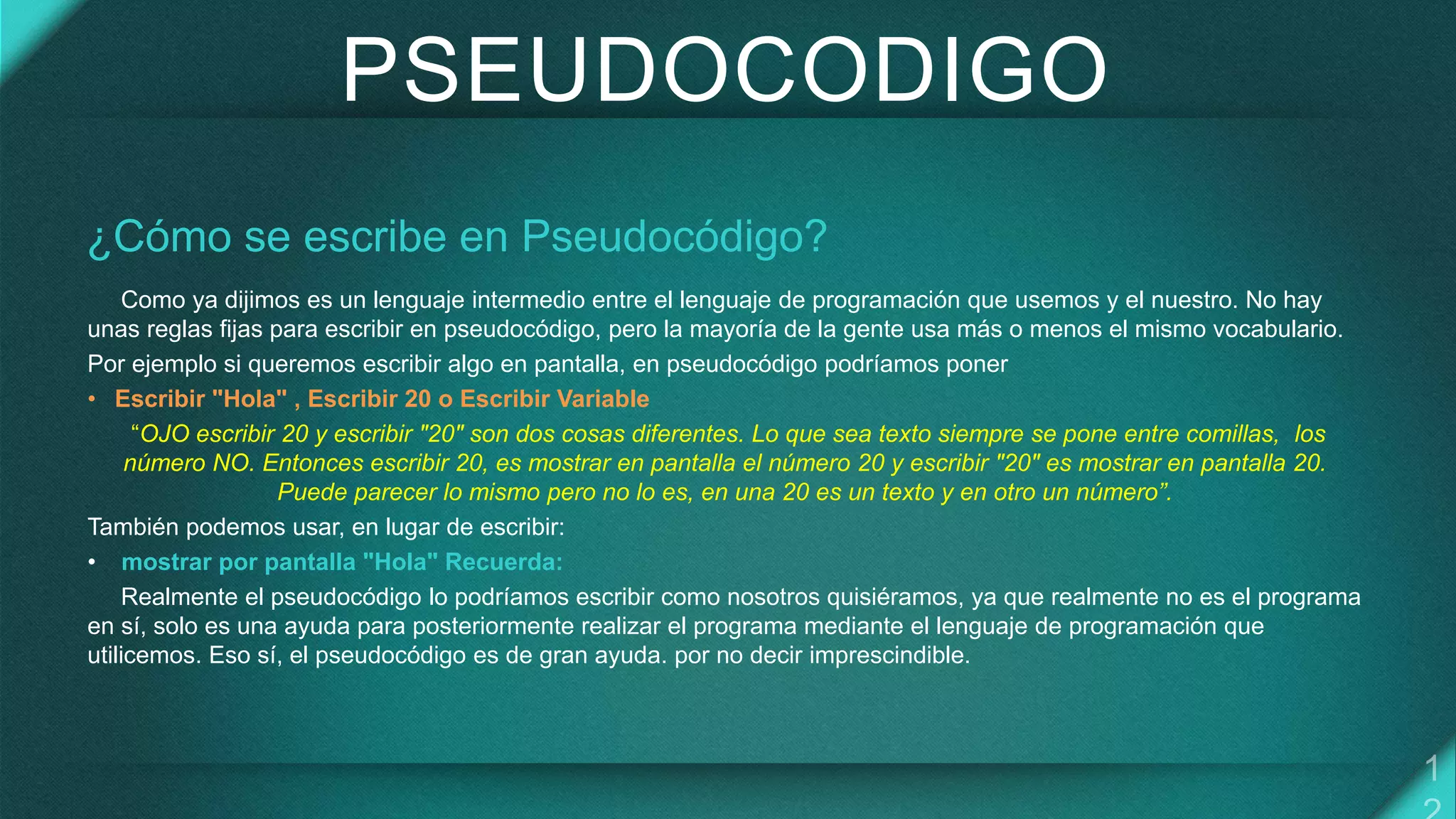 presentacion sobre Algoritmo, Pseudocódigo, diagramas de flujos y la ...