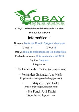 Tarea 2 Tabla de clasificación de los dispositivos | PDF