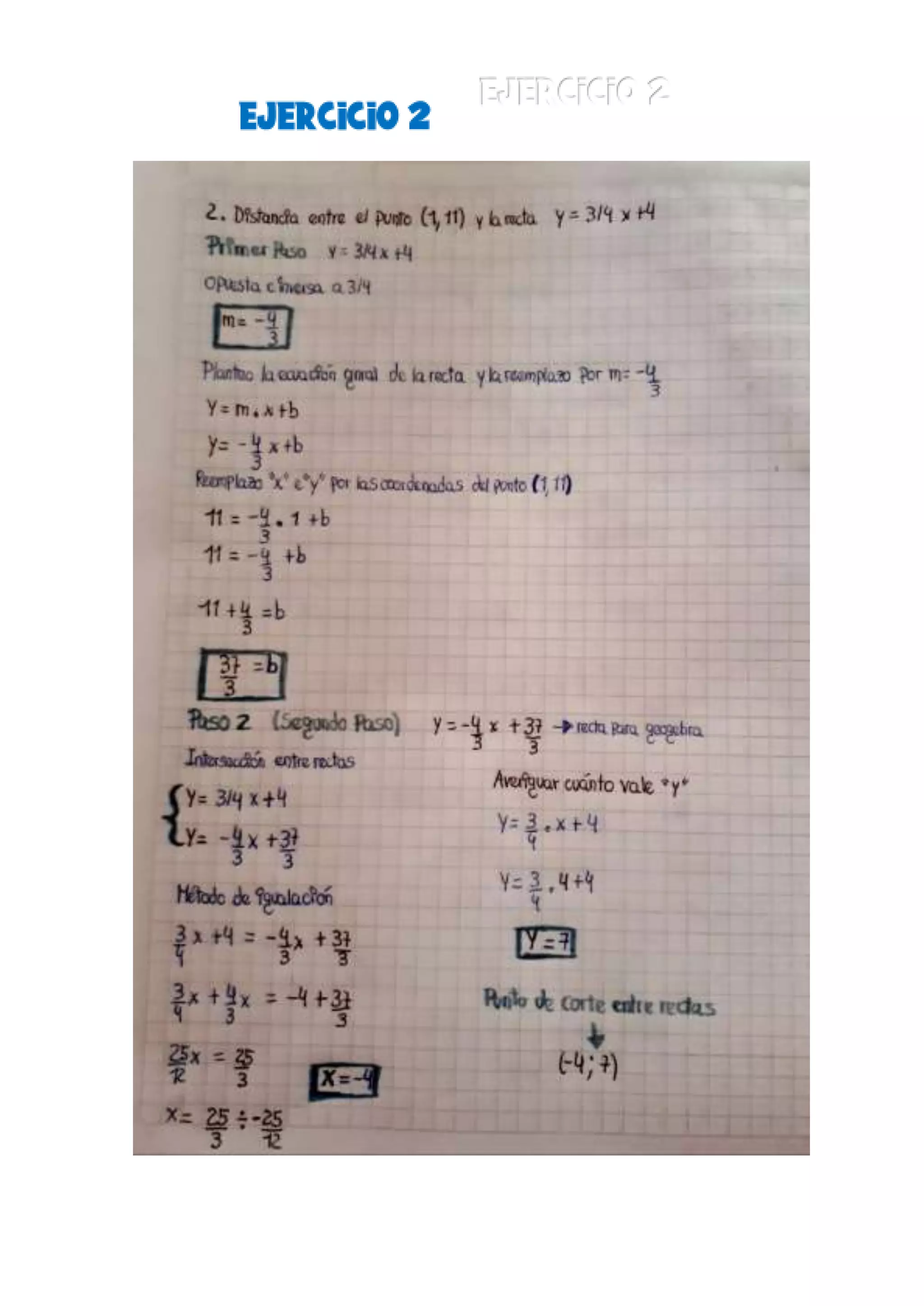 Matemáticas ejercicios el punto y la recta | PDF