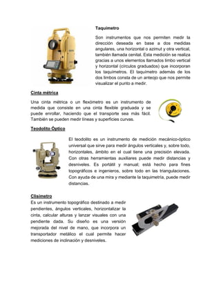 instrumentos en topografiaTarea 2 intrumentacion | PDF