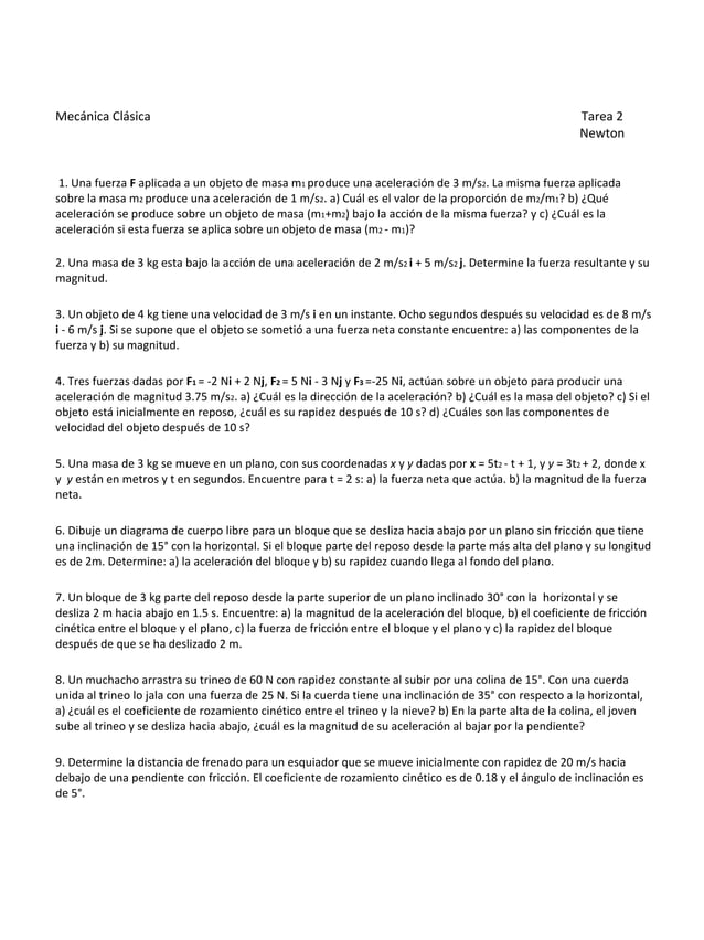 Ejercicios de mecanica clasica | PDF