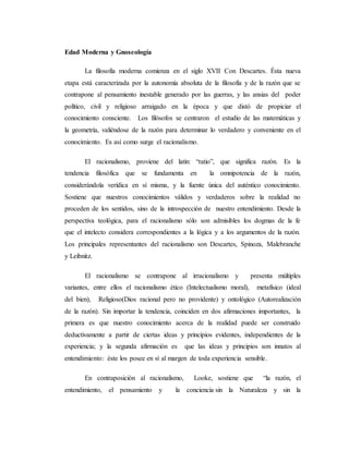 Edad Moderna y Gnoseologia | DOCX