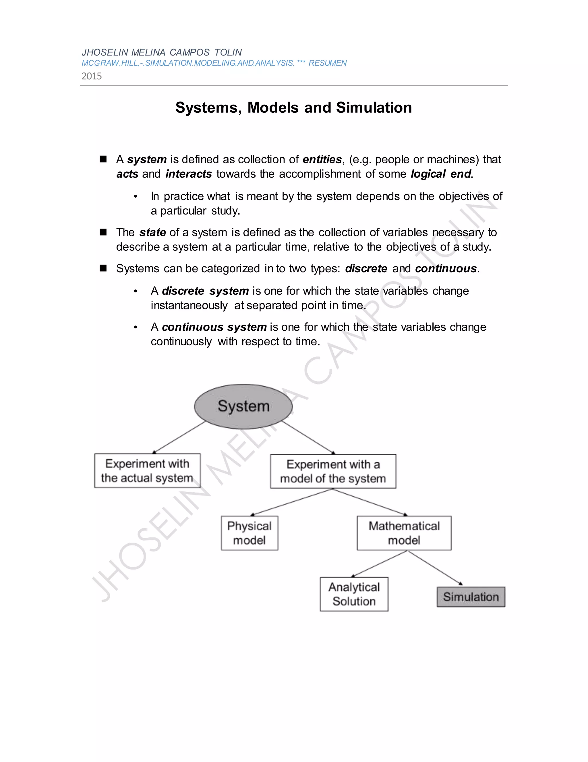 McGraw Hill Simulation Modeling and Analysis | DOCX | Physics | Science
