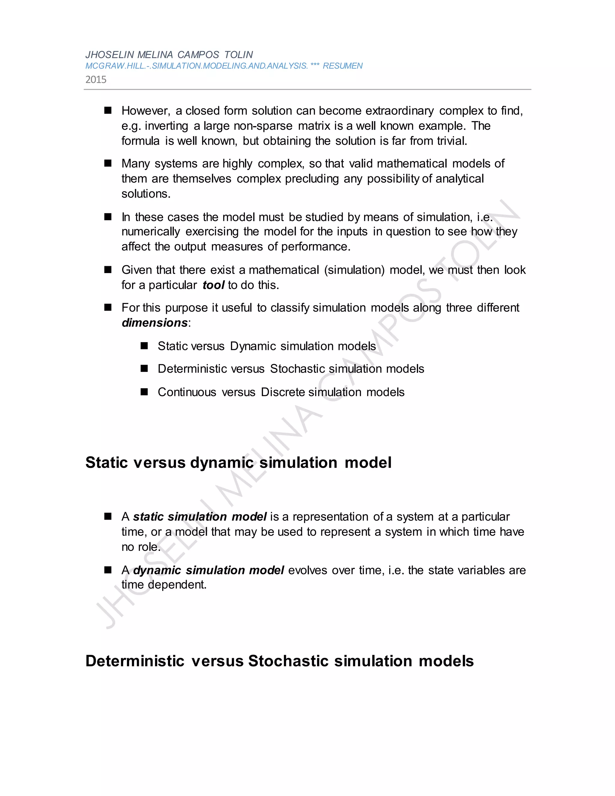 McGraw Hill Simulation Modeling and Analysis | DOCX | Physics | Science
