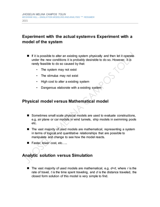 McGraw Hill Simulation Modeling and Analysis | DOCX | Physics | Science