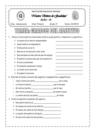 Tarea grados del adjetivo | PDF