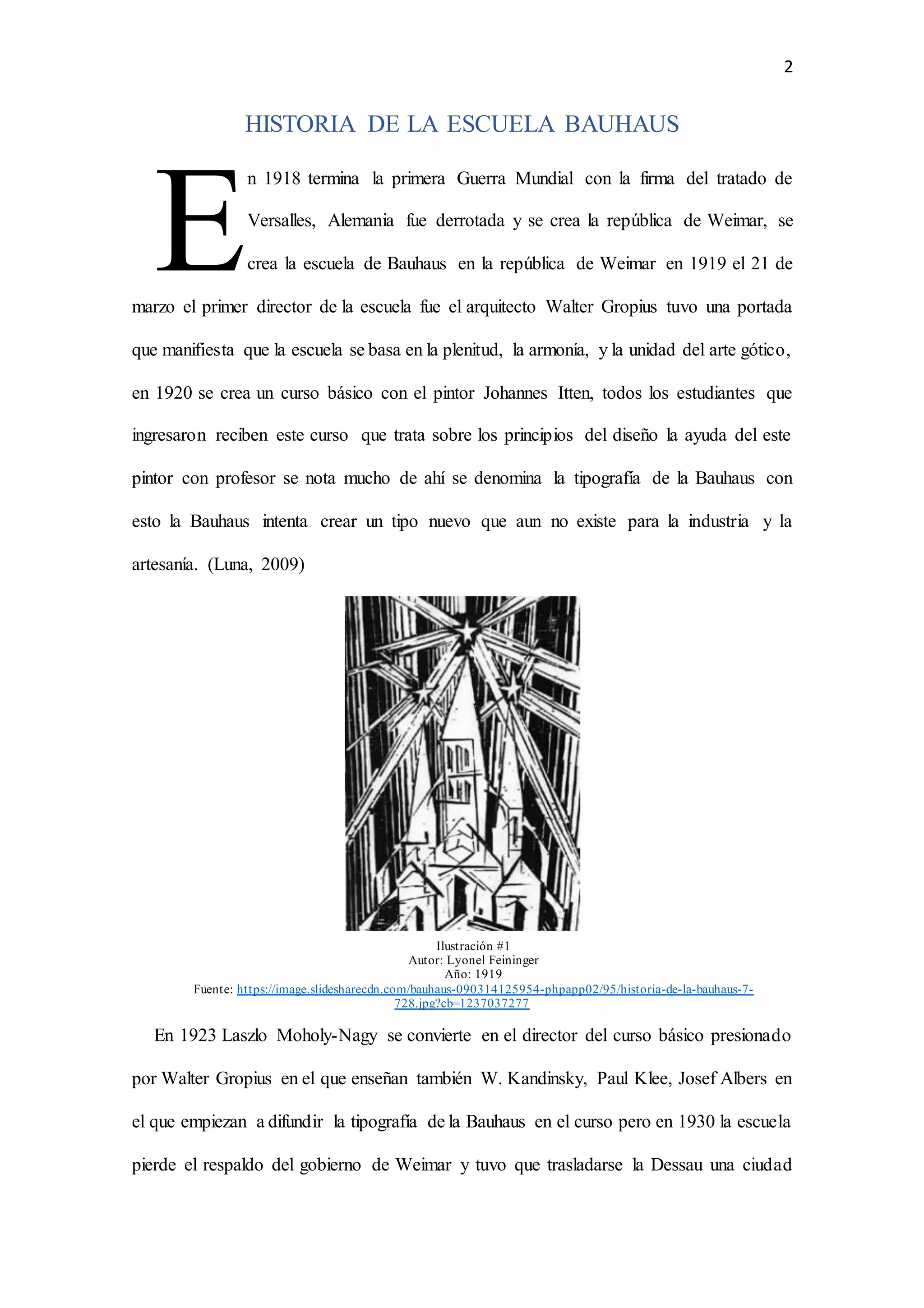 HISTORIA DE LA ESCUELA BAUHAUS | DOCX