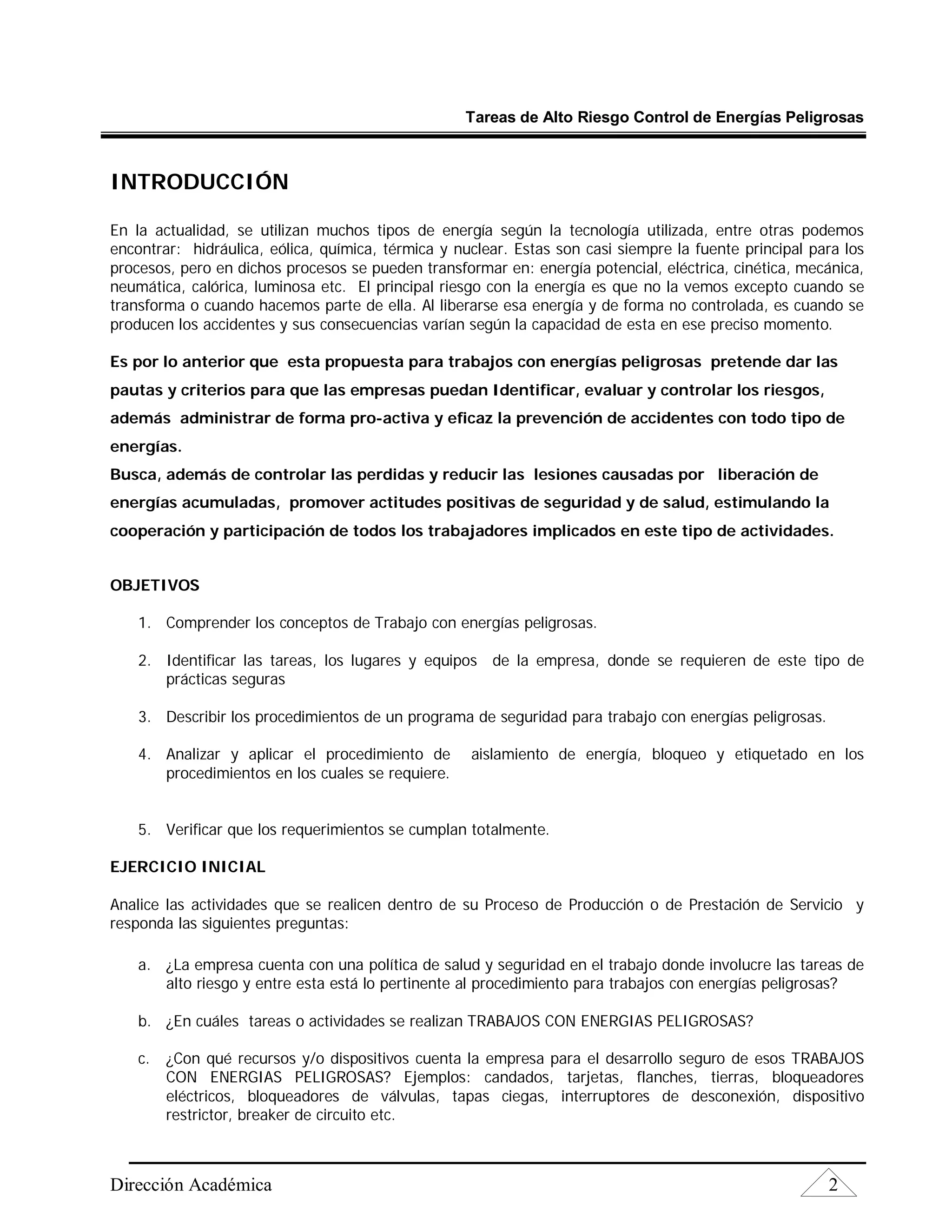 Tareas riesgo-control-energias-peligrosas | PDF