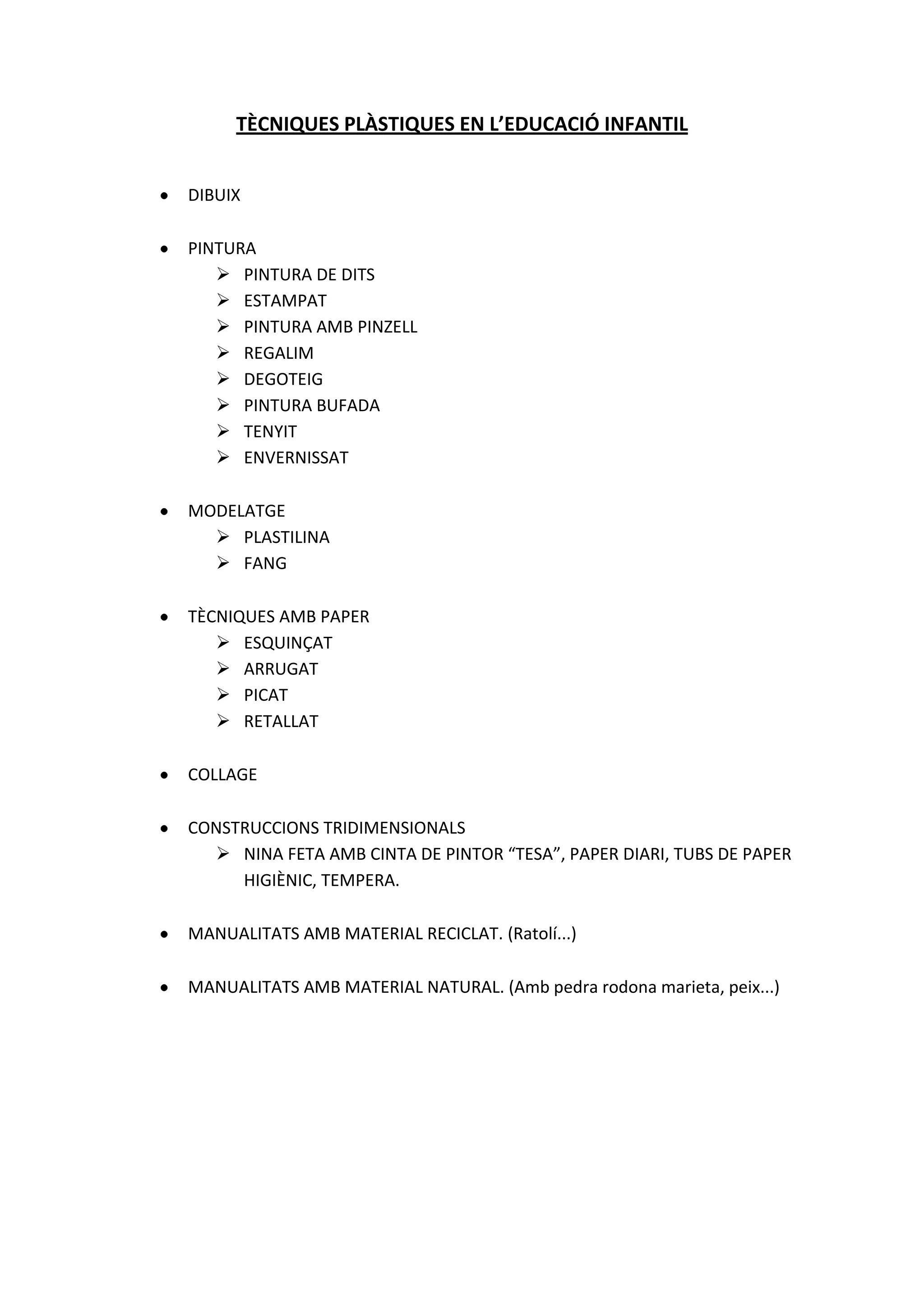 Tareas plàstica 1a setmana | DOCX