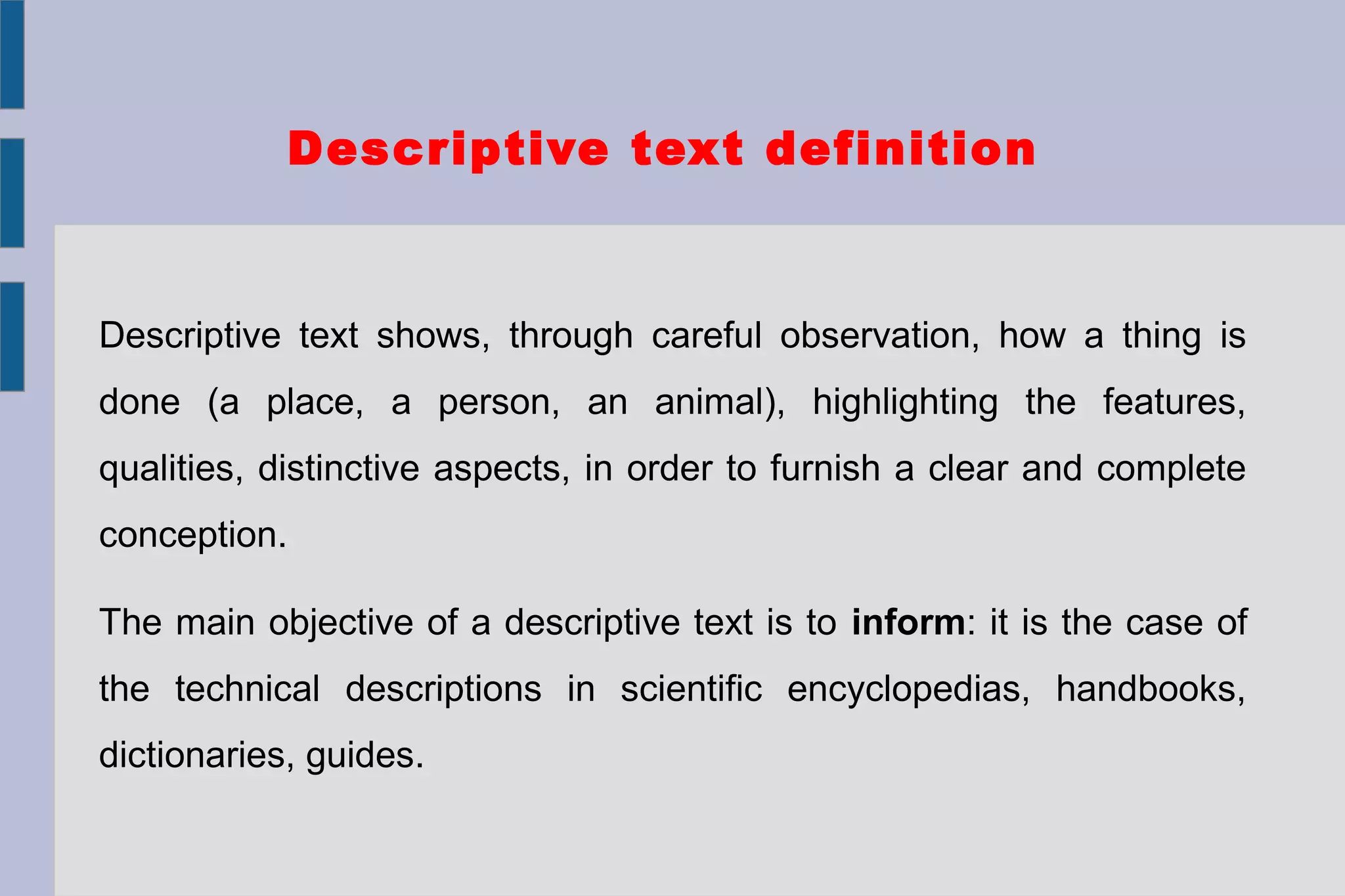 Descriptive text (structure and examples) | PPT