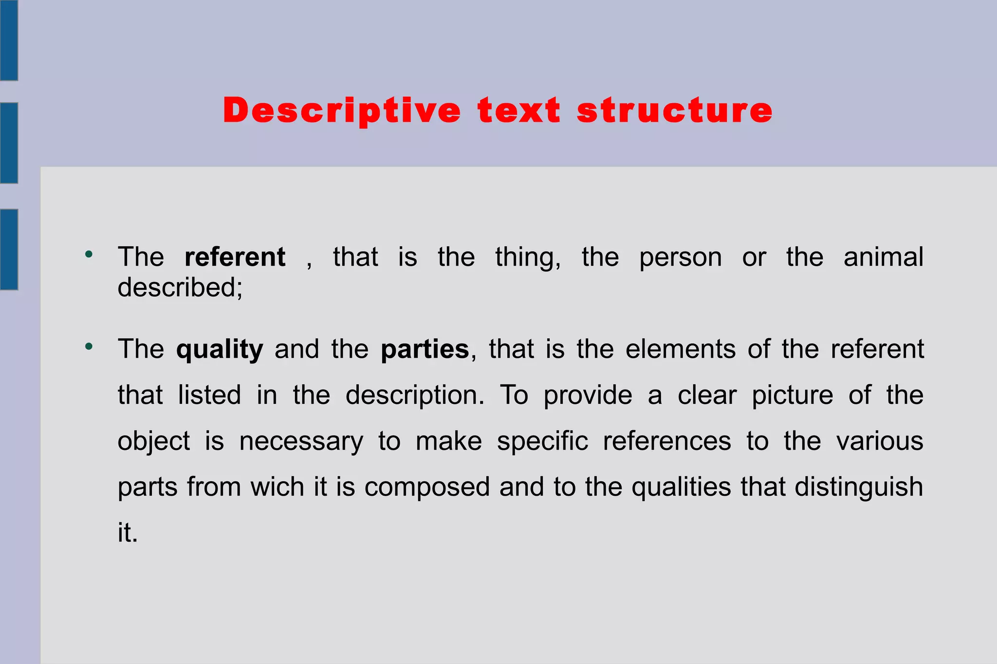 Descriptive text (structure and examples) | PPT
